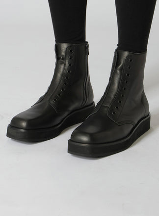 MAT OIL LEATHER SQUARE TOE ZIP BOOTS – THE SHOP YOHJI YAMAMOTO