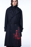 LAMB WOOL PRINTED MESSEGE EMBROIDERY TRENCH COAT – THE SHOP YOHJI YAMAMOTO