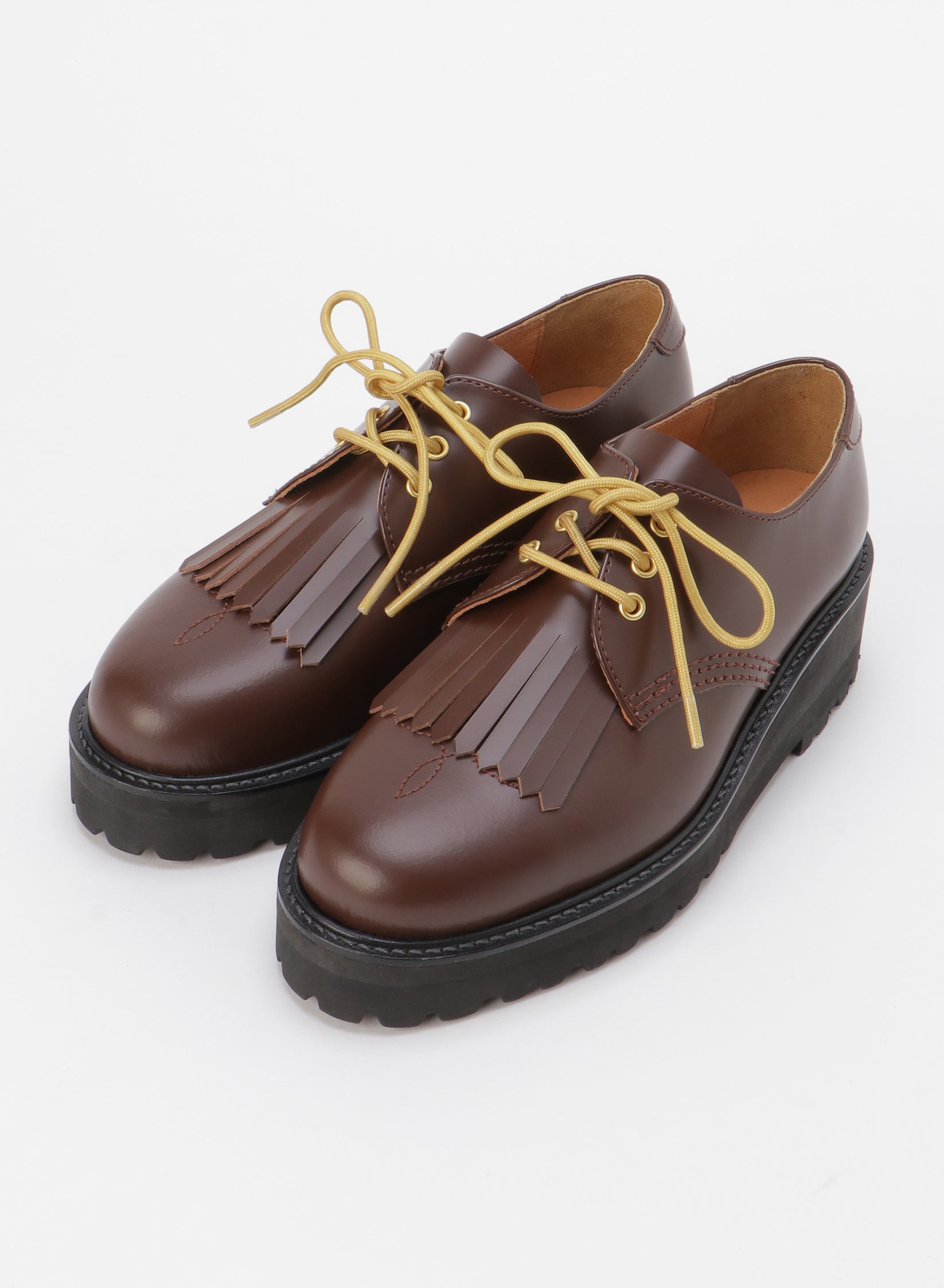 GLASS LEATHER FRINGE TONGUE SHOES – THE SHOP YOHJI YAMAMOTO
