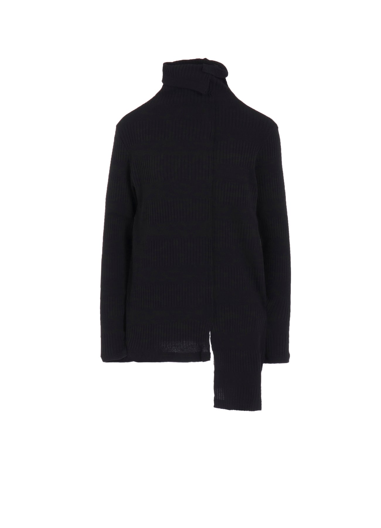 RANDOM RIB STRIPE HIGH NECK ASYMMETRIC T – THE SHOP YOHJI YAMAMOTO