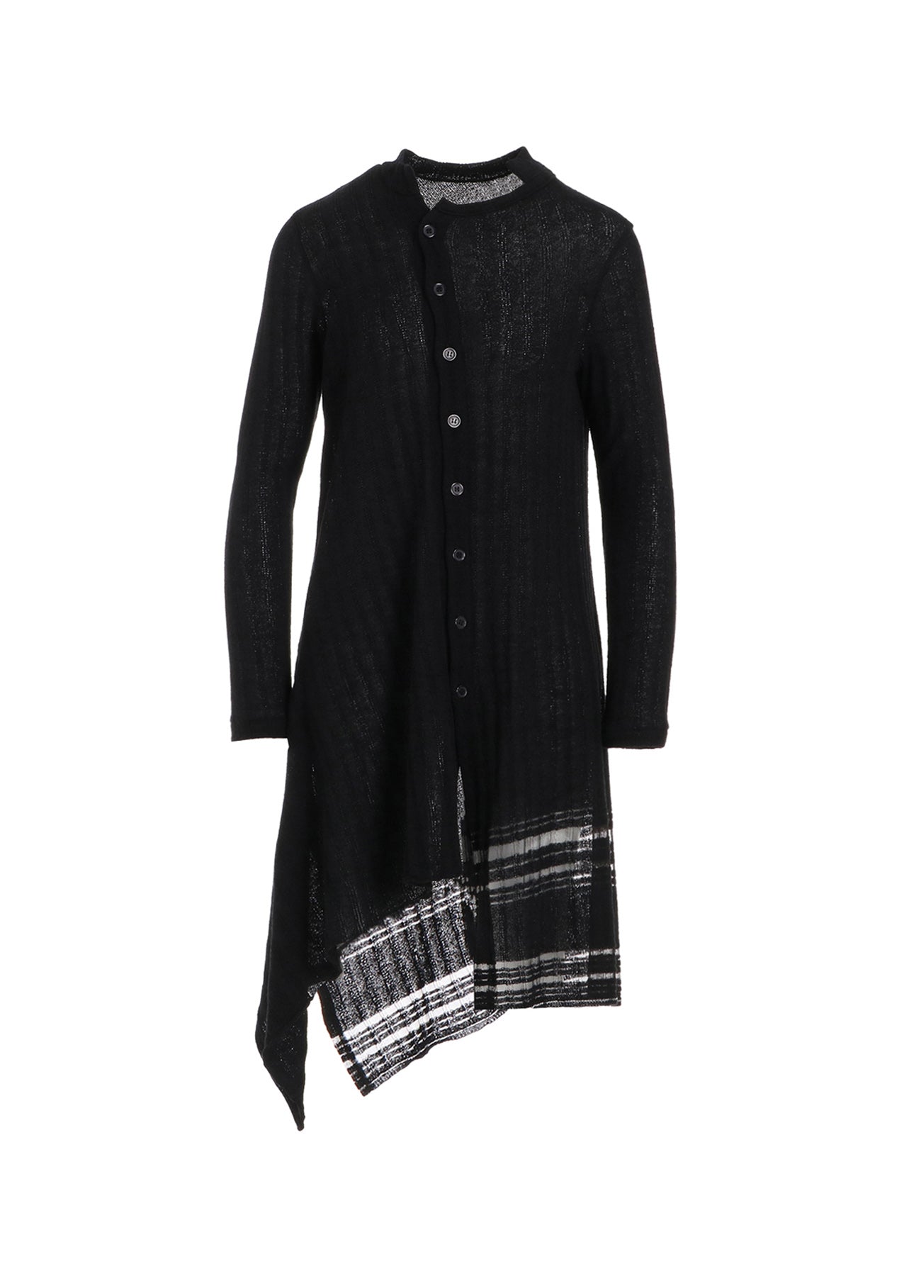 DROP NEEDLE RIB STRIPE ASYMMETRIC LONG CARDIGAN – THE SHOP YOHJI YAMAMOTO